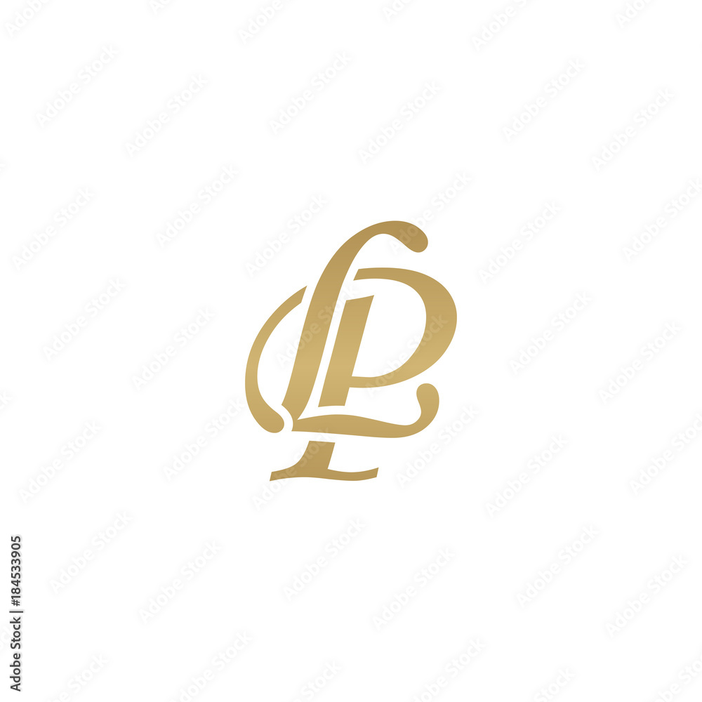 Initial letter LP, overlapping elegant monogram logo, luxury golden ...