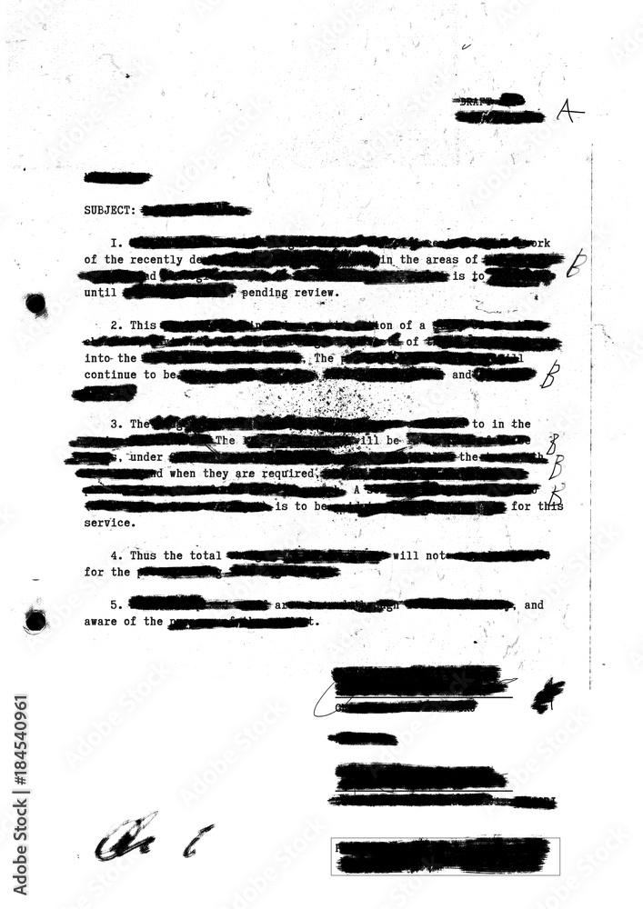 Redacted letter with photocopy marks Stock Illustration | Adobe Stock