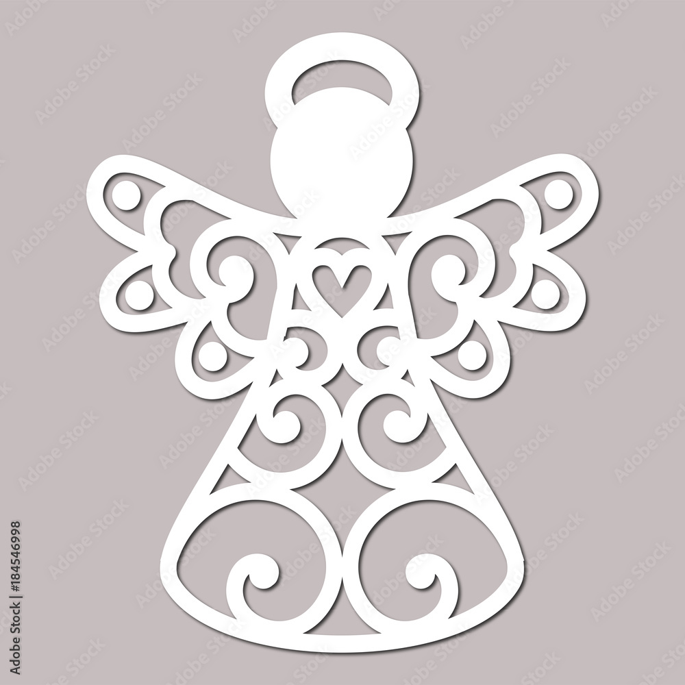 Laser cutting christmas angel Stock-Vektorgrafik | Adobe Stock