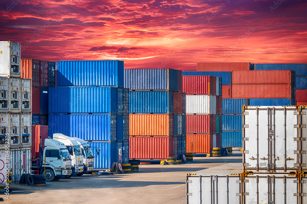 Containers box to truck for Logistic Import Export Background Stock ...