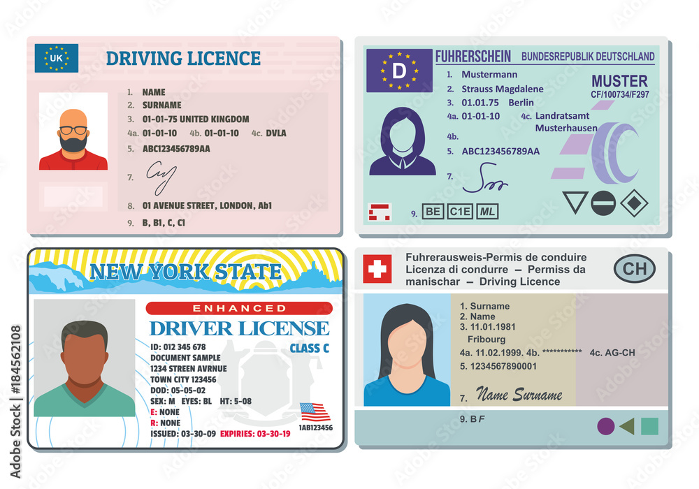 Car driver license with photo vehicle identity banner horizontal ...