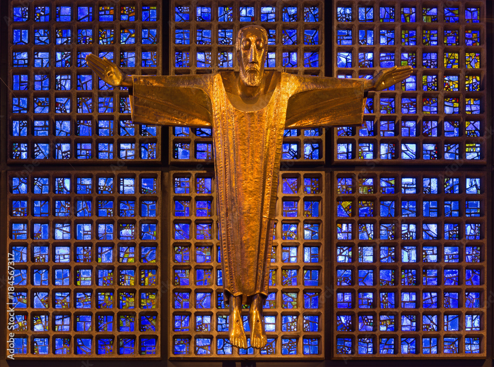 BERLIN, GERMANY, FEBRUARY - 15, 2017: The modern Jesus Christ statue in ...