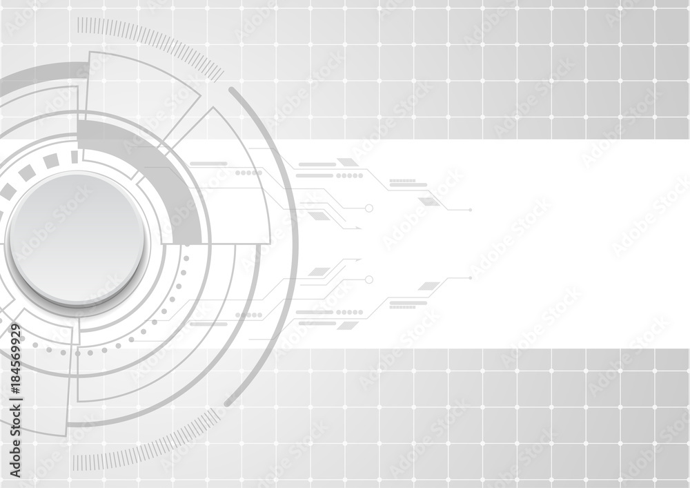 technology background white concept design with hi-tech circle vector ...