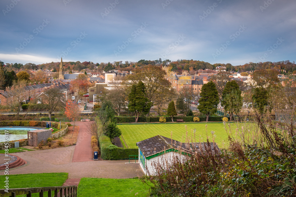 Morpeth Town Skyline from Carlisle Park / The River Wansbeck passes ...