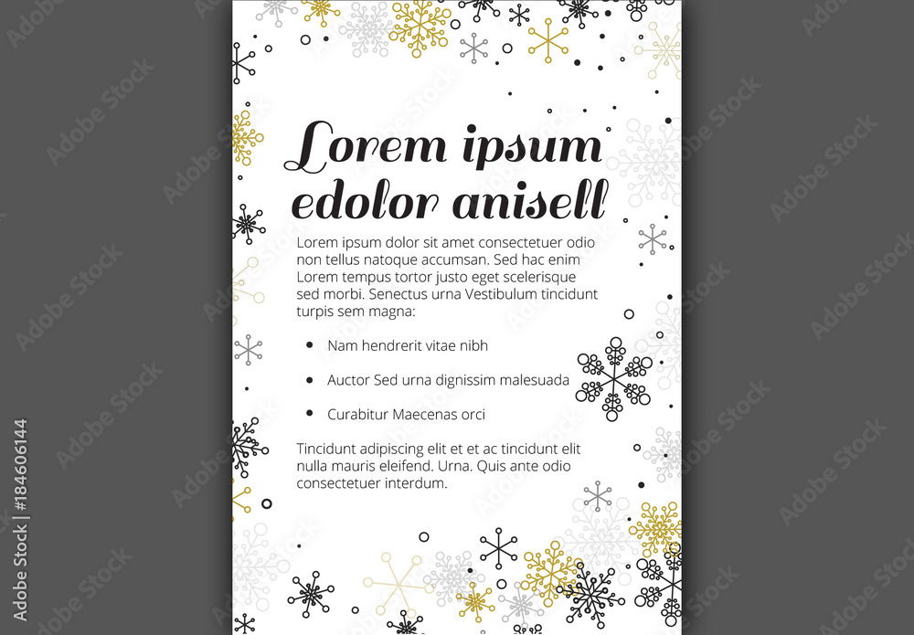 Christmas Flyer with Metallic Snowflake Elements 1 Stock Template ...