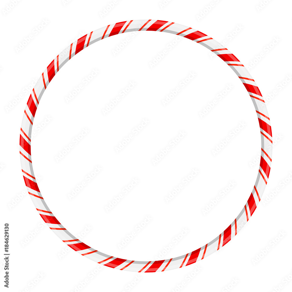 Candy cane circle frame for christmas design isolated on white ...