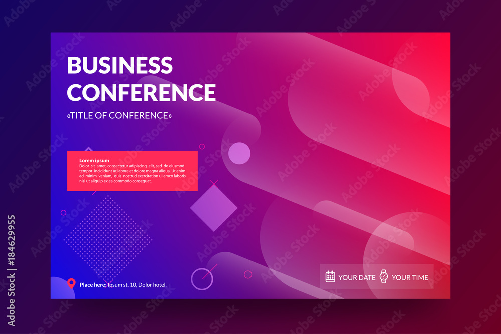 Business conference invitation concept. Modern memphis colorful ...