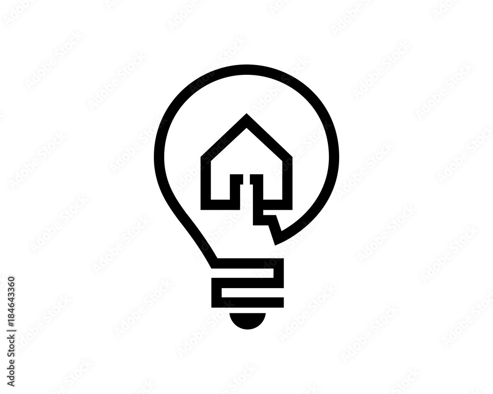 Line Art Brightest Light of Lamp House Symbol Logo Stock Vector | Adobe ...