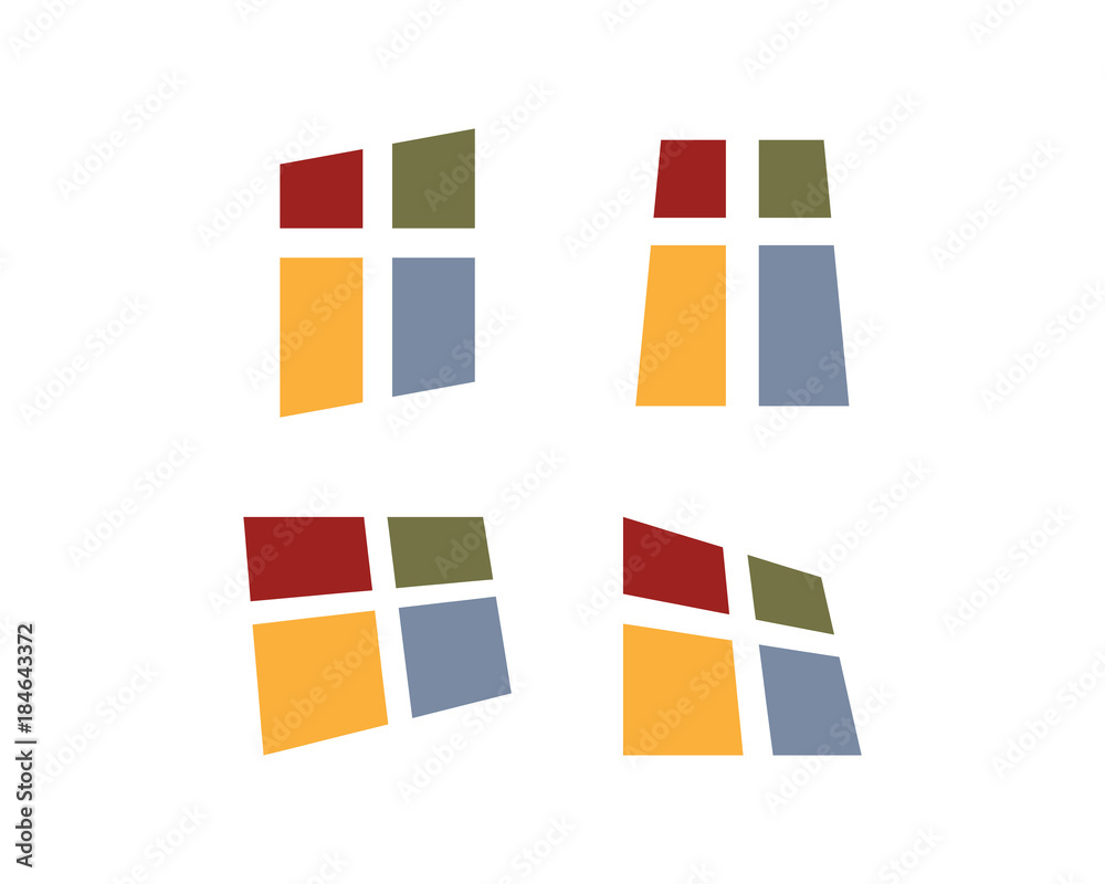 Vettoriale Stock Unique Fulcolor Windows Abstract Symbol Logo Set ...