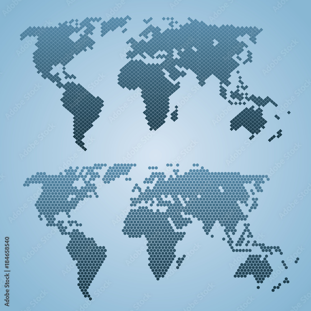 Two stylized World map isolated. World map globe template for web ...