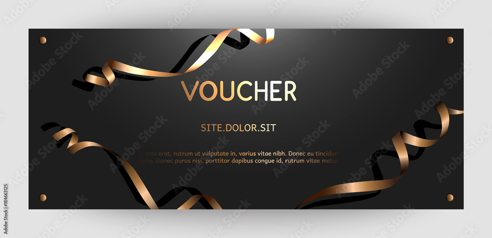 Horizontal gift golden festive design background with glitter and ...