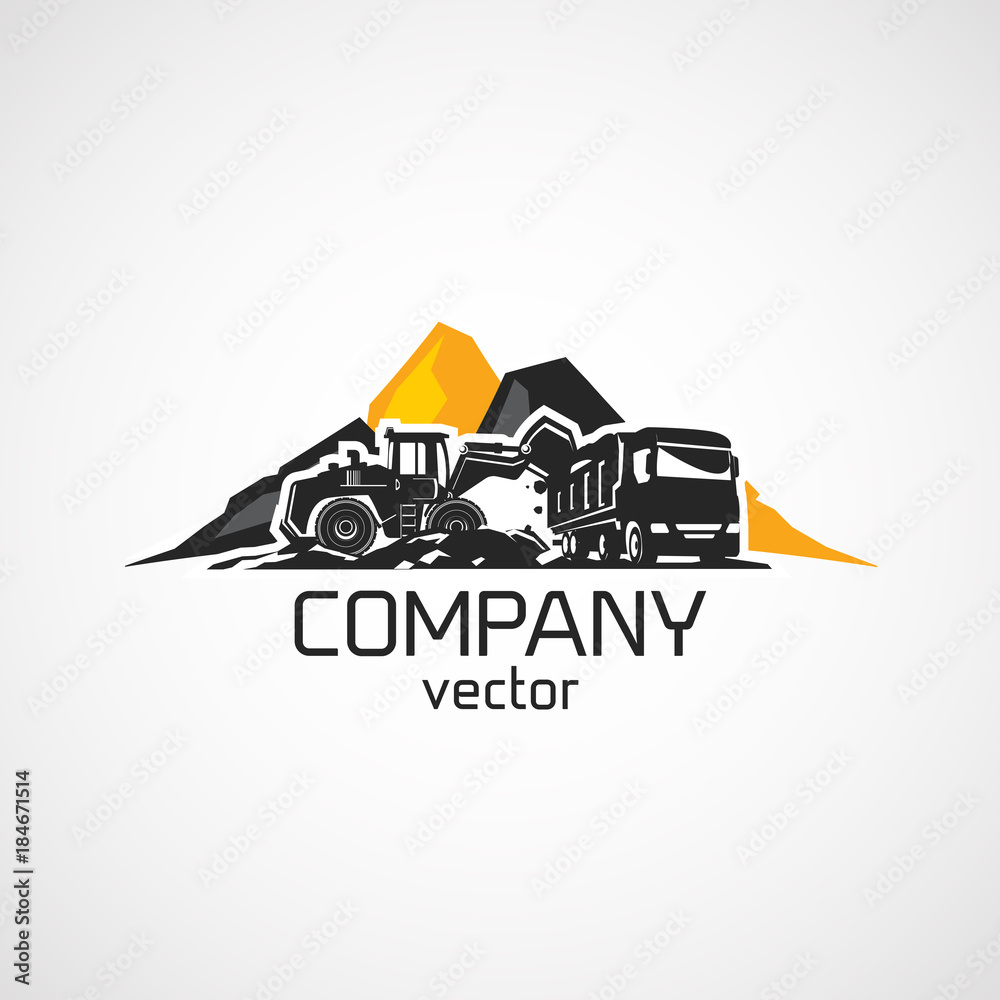Vector quarry loader and truck dumper. Stock Vector | Adobe Stock