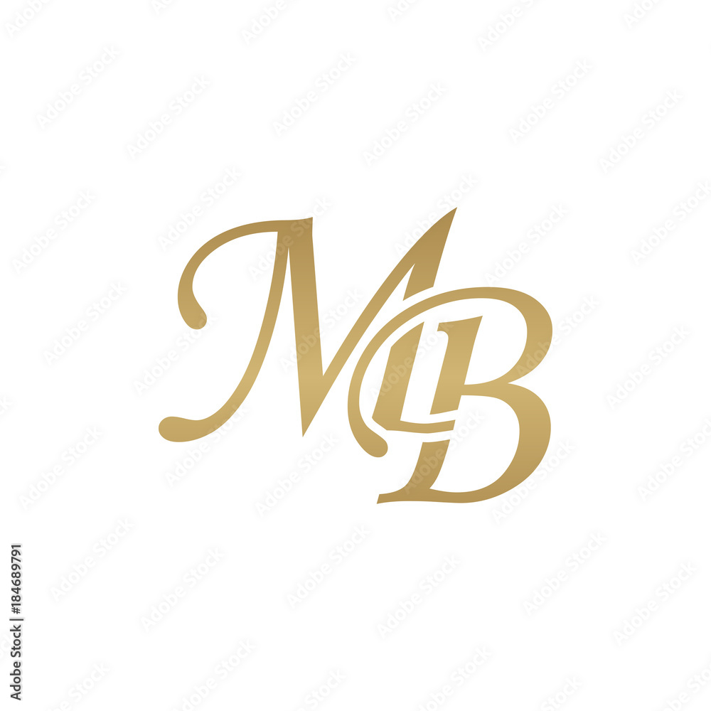 Initial letter MB, overlapping elegant monogram logo, luxury golden ...