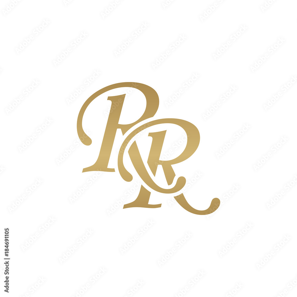 Initial letter RR, overlapping elegant monogram logo, luxury golden ...
