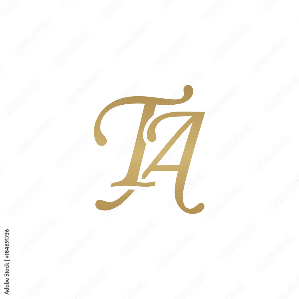 Initial letter TA, overlapping elegant monogram logo, luxury golden ...