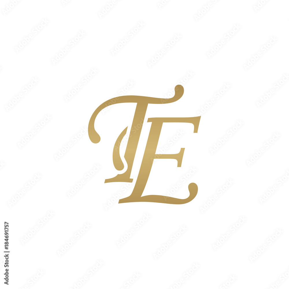 Initial letter TE, overlapping elegant monogram logo, luxury golden ...
