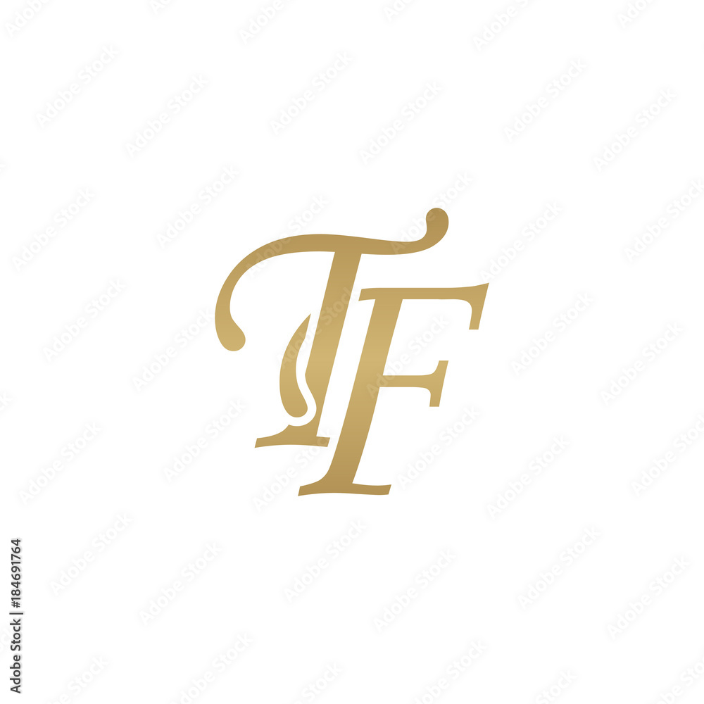 Initial letter TF, overlapping elegant monogram logo, luxury golden ...