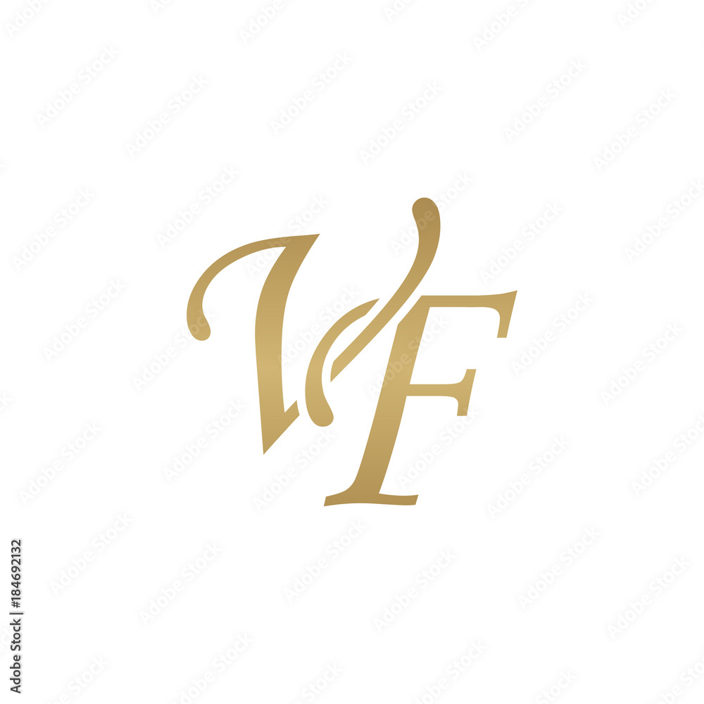 Initial letter VF, overlapping elegant monogram logo, luxury golden ...