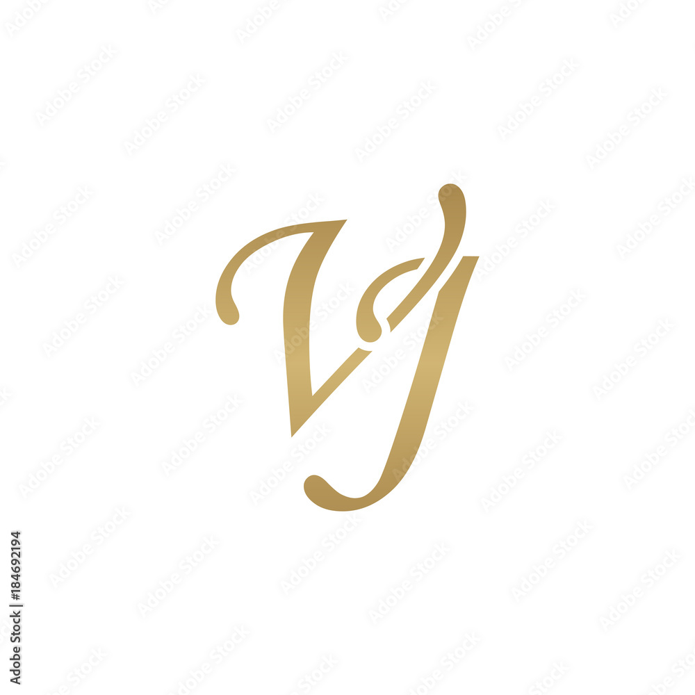 Initial letter VJ, overlapping elegant monogram logo, luxury golden ...