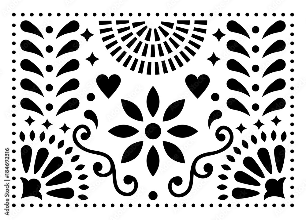 Mexican folk art vector pattern, colorful design with flowers inspired ...