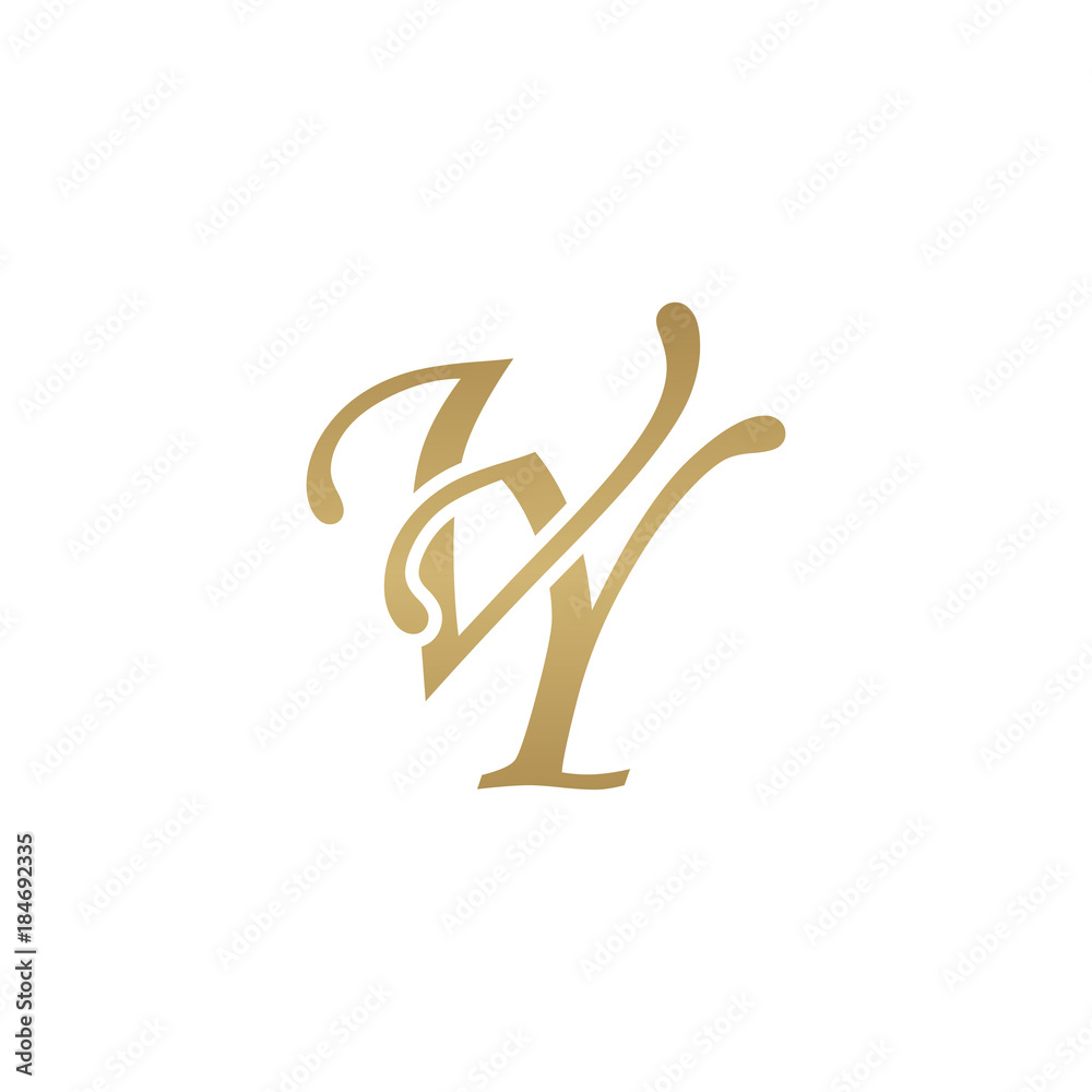 Initial letter VY, overlapping elegant monogram logo, luxury golden ...