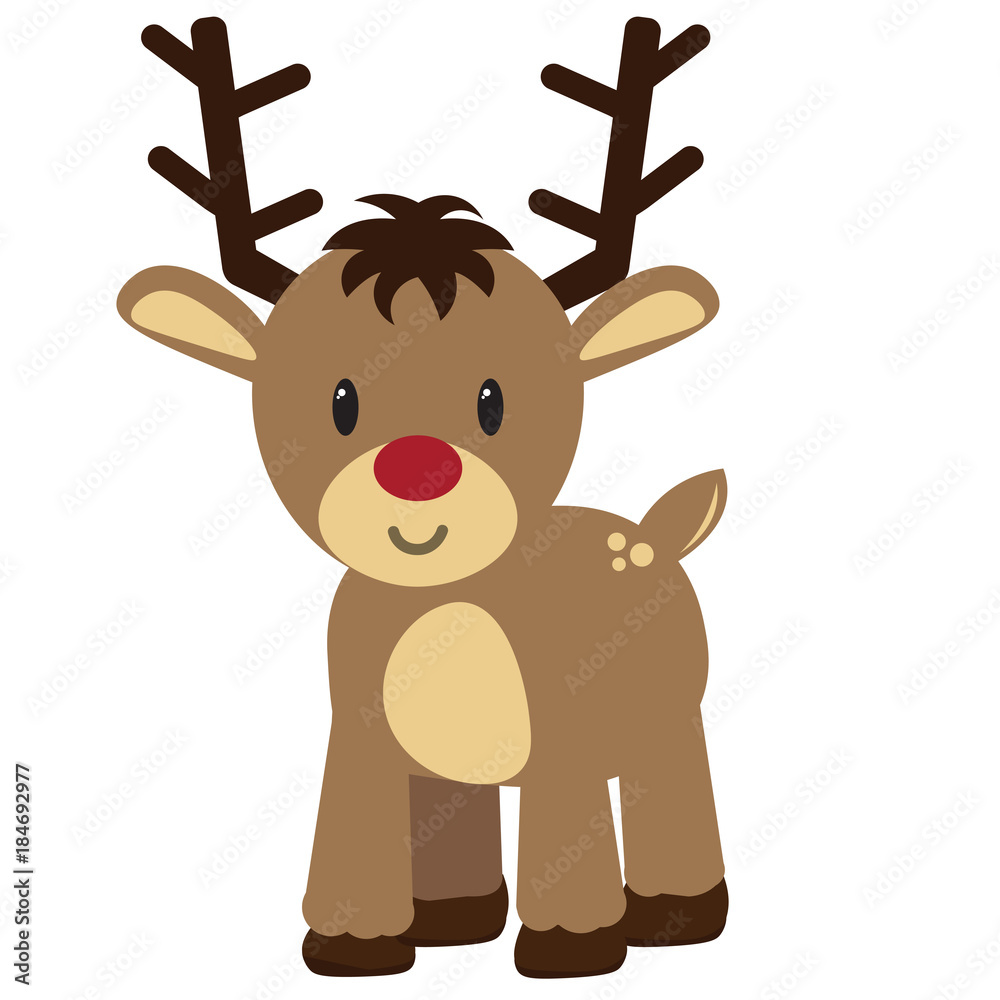 cartoon cute reindeer isolated Stock Vector | Adobe Stock