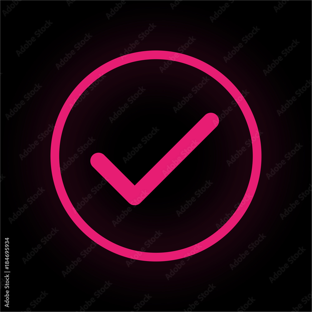 Neon Button rund - Haken - Richtig Stock-Vektorgrafik | Adobe Stock