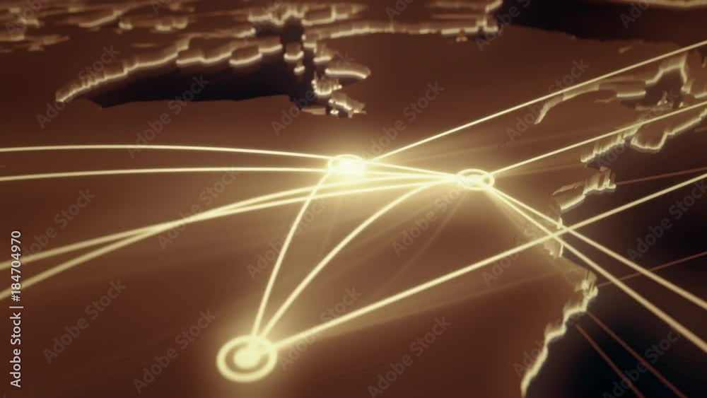 Vidéo Stock Animation depicting flight paths on the North American ...