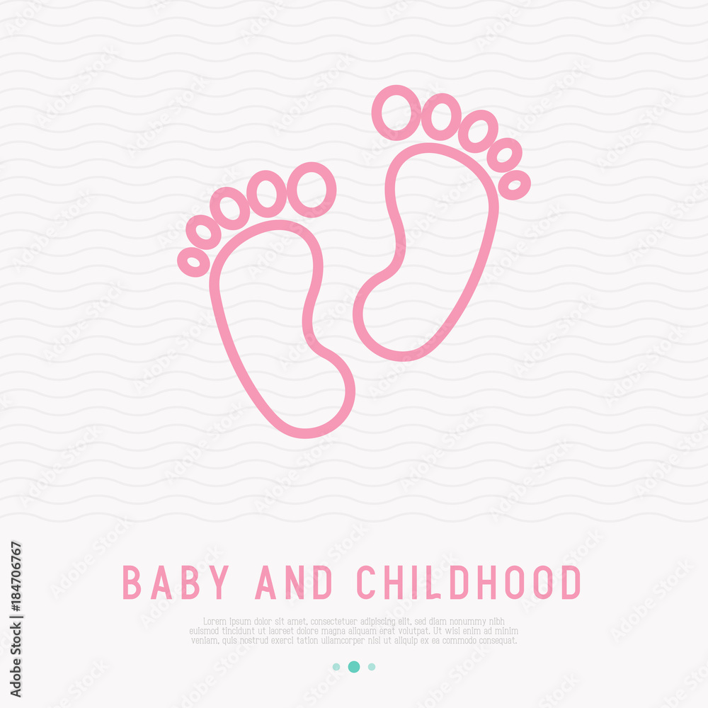 Baby feet thin line icon. Modern vector illustration of footprints ...