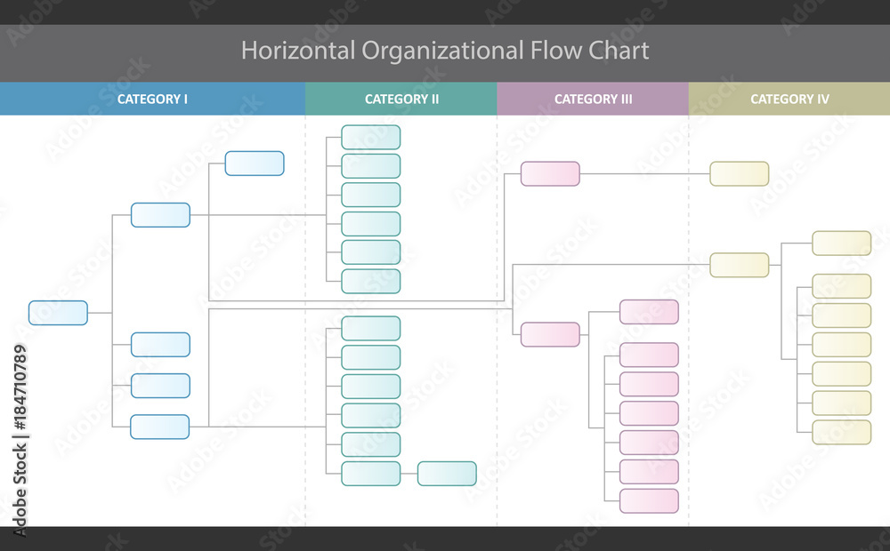 Horizontal Organizational Corporate Flow Chart Vector Graphic Stock ...
