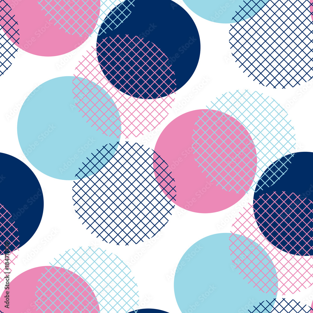 Modern geometry pink and blue polka dot seamless pattern Vector ...