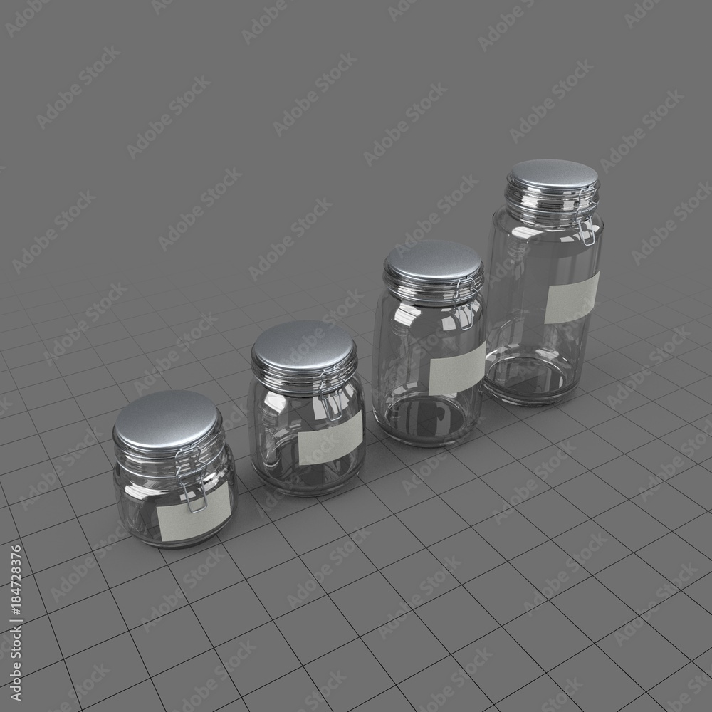 Set of four storage jars Stock 3D asset | Adobe Stock