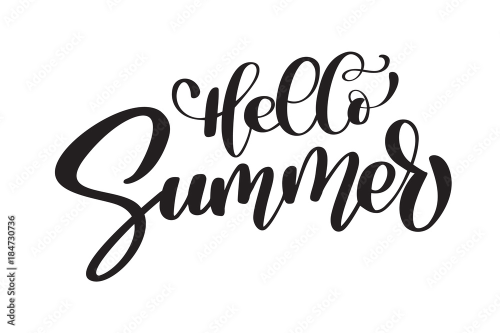 Hello Summer Hand drawn lettering Handwritten calligraphy design ...