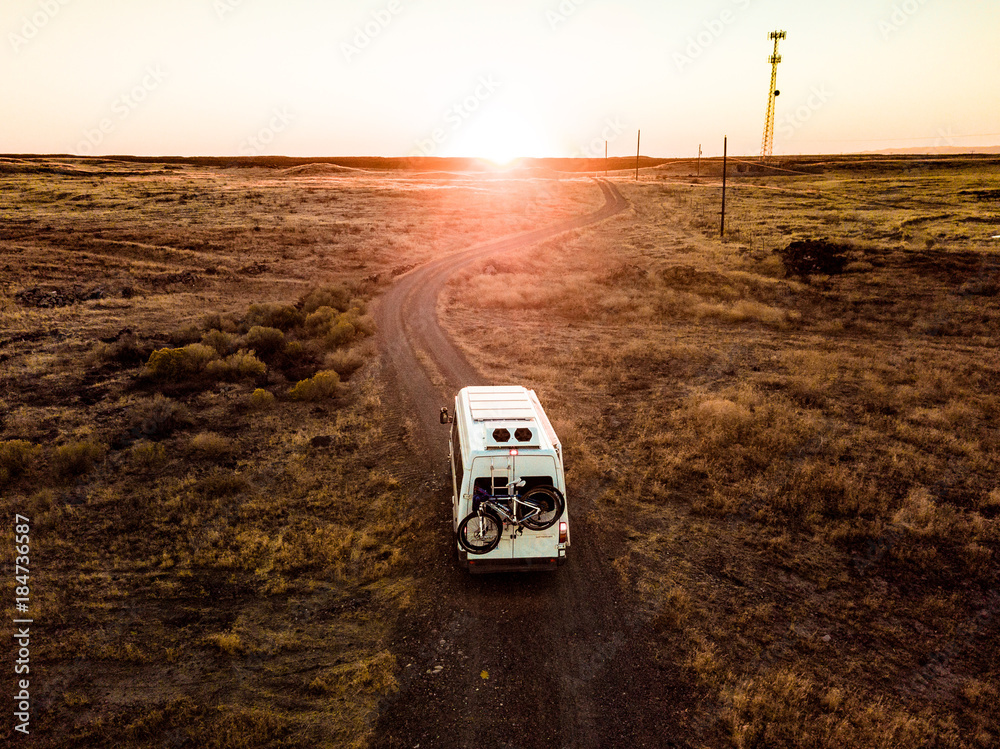 Van driving off into the sunset. #vanlife Stock Photo | Adobe Stock