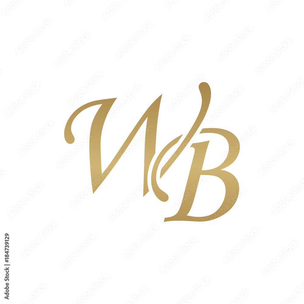 Initial letter WB, overlapping elegant monogram logo, luxury golden ...