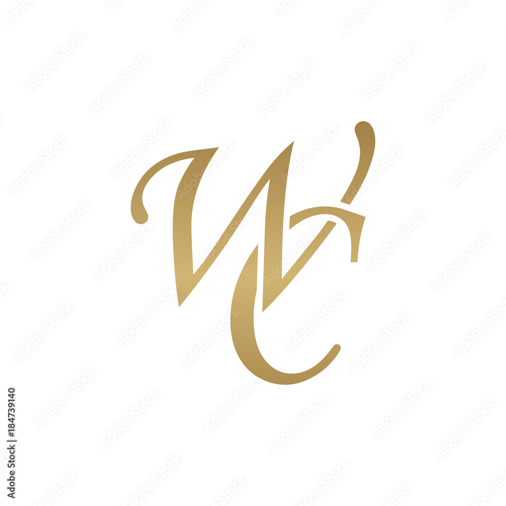 Initial letter WC, overlapping elegant monogram logo, luxury golden ...