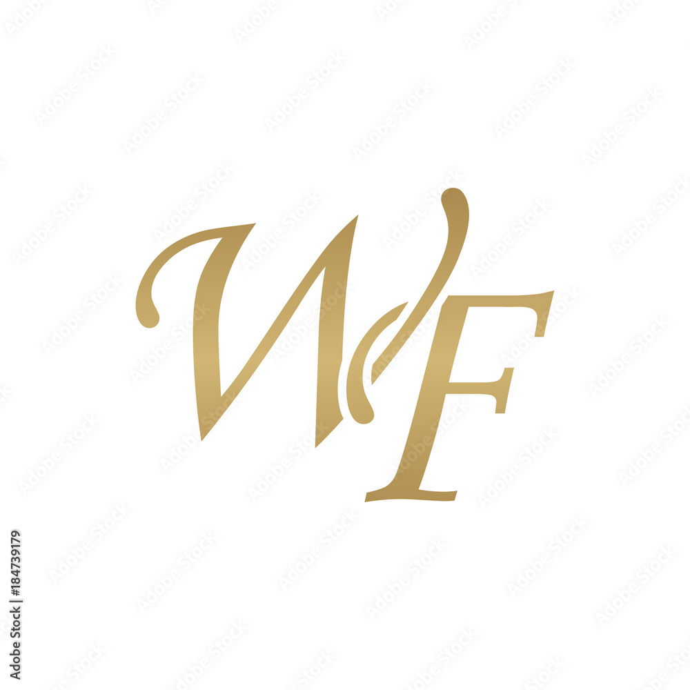 Initial letter WF, overlapping elegant monogram logo, luxury golden ...