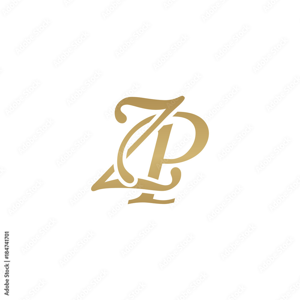 Initial letter ZP, overlapping elegant monogram logo, luxury golden ...