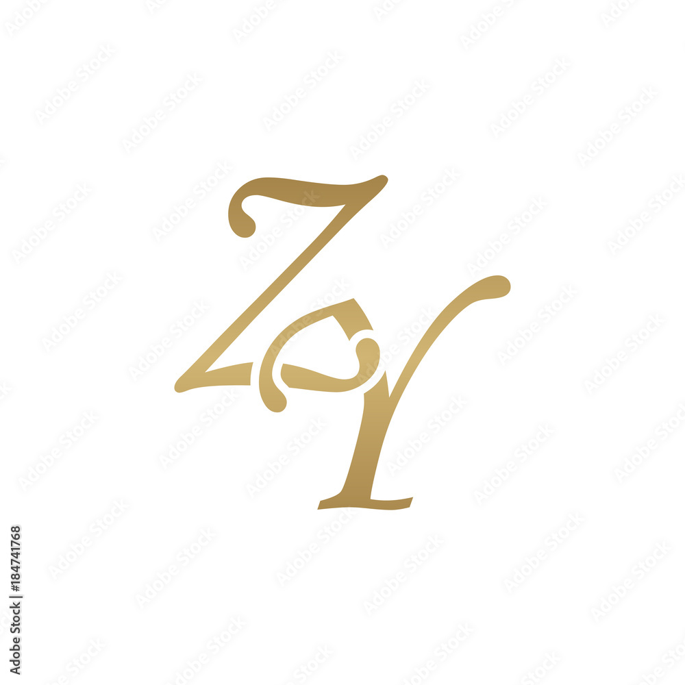 Initial letter ZY, overlapping elegant monogram logo, luxury golden color Stock Vector | Adobe Stock