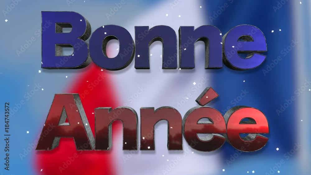 Happy New Year 3D Text Looping Animation in French Language - Bonne ...