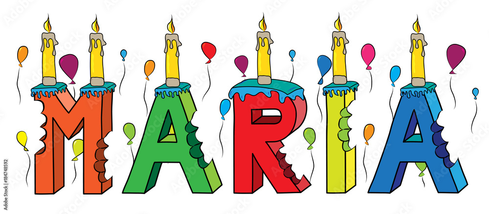 Maria female first name bitten colorful 3d lettering birthday cake with ...