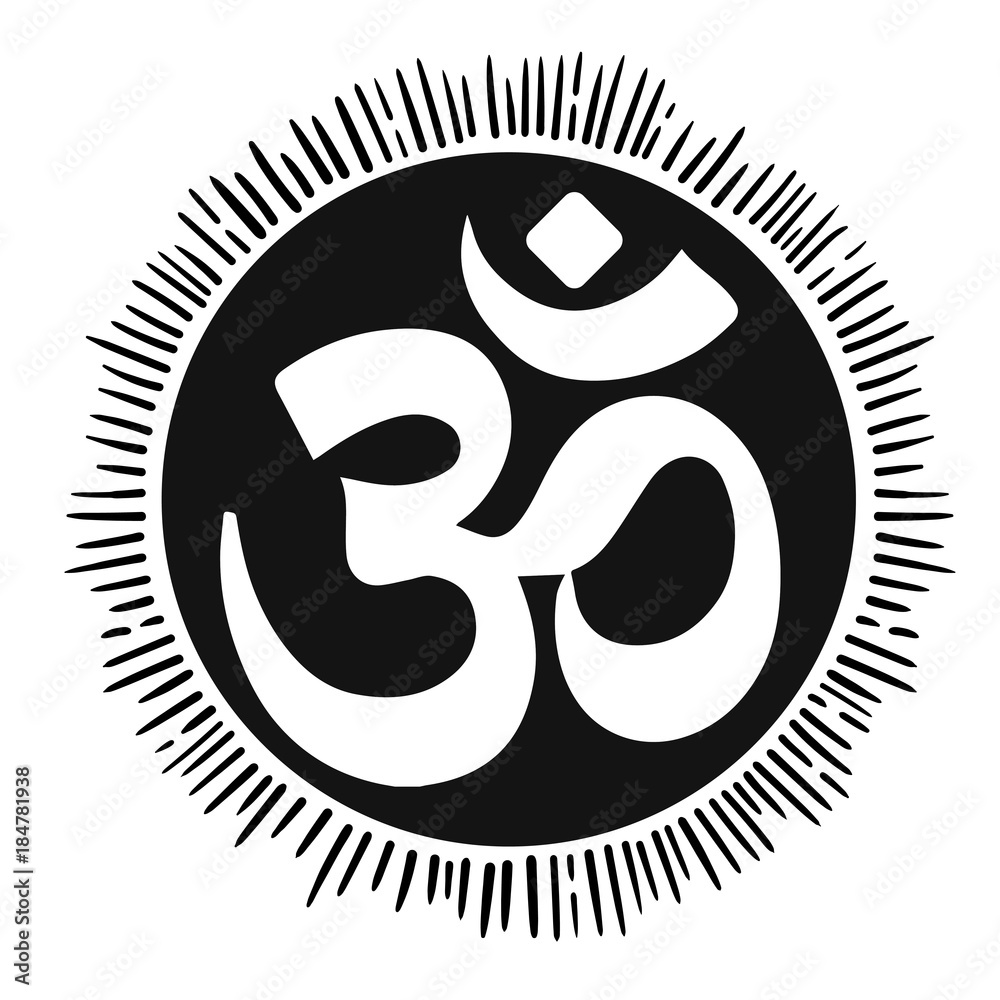 vector illustration with mantra OM. Lineart tattoo. Stock Vector ...