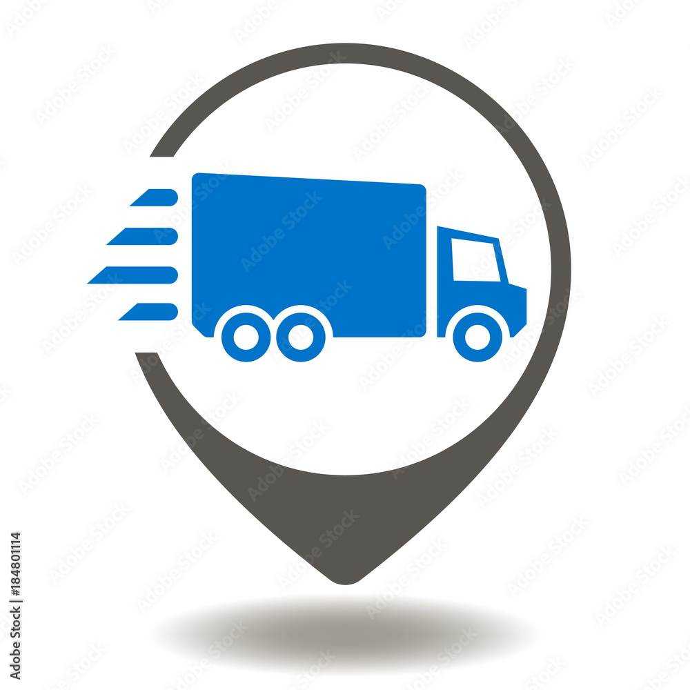 Truck Map Pointer Icon Vector. Supply Chain Management and Distribution ...