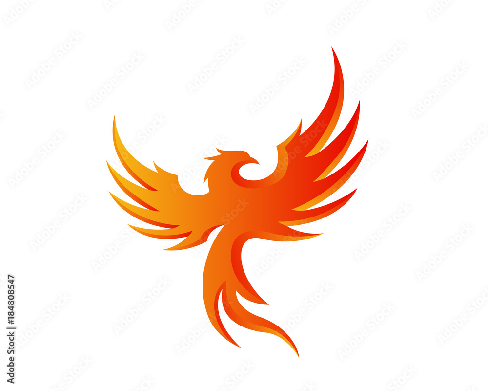 Modern Flaming Phoenix Illustration Symbol Stock Vector | Adobe Stock