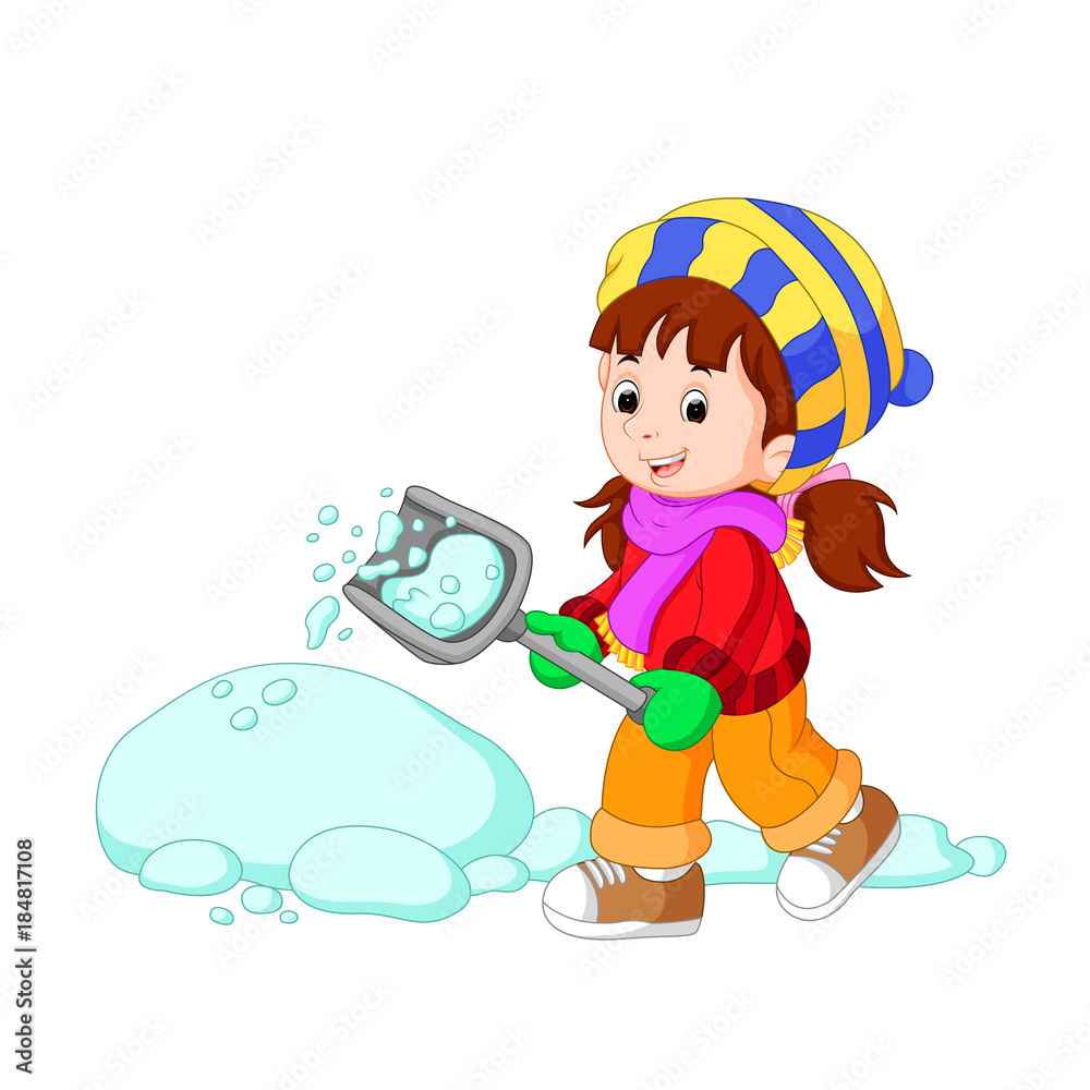 cartoon kids playing with snow Stock Vector | Adobe Stock