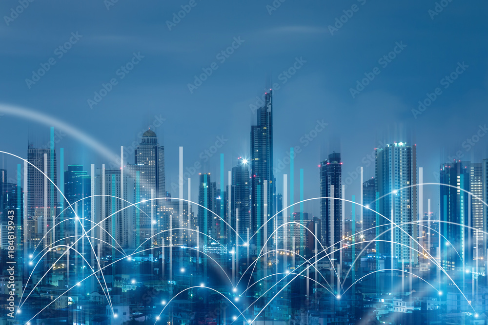 Connection technology ideas concept with abstract line connection on ...