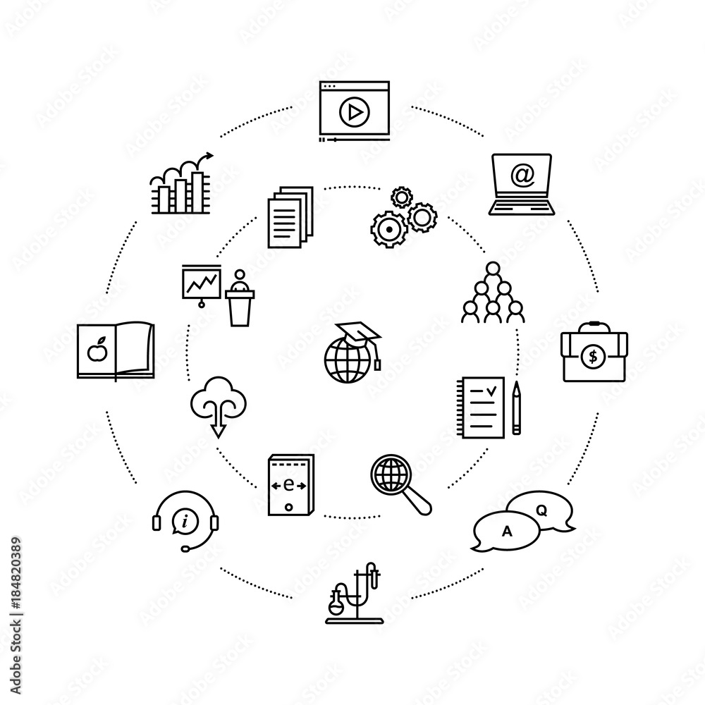 thin line graph of online learning Stock Vector | Adobe Stock
