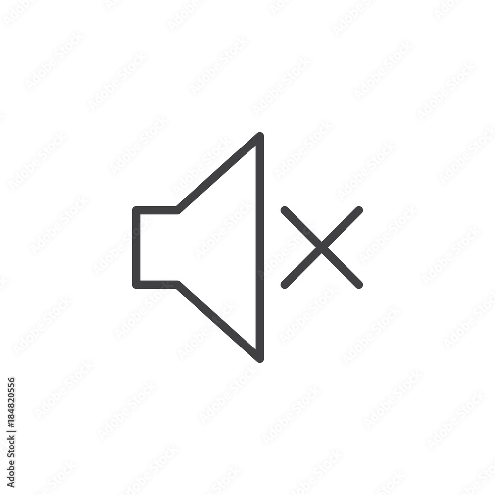 Mute sound line icon, outline vector sign, linear style pictogram ...