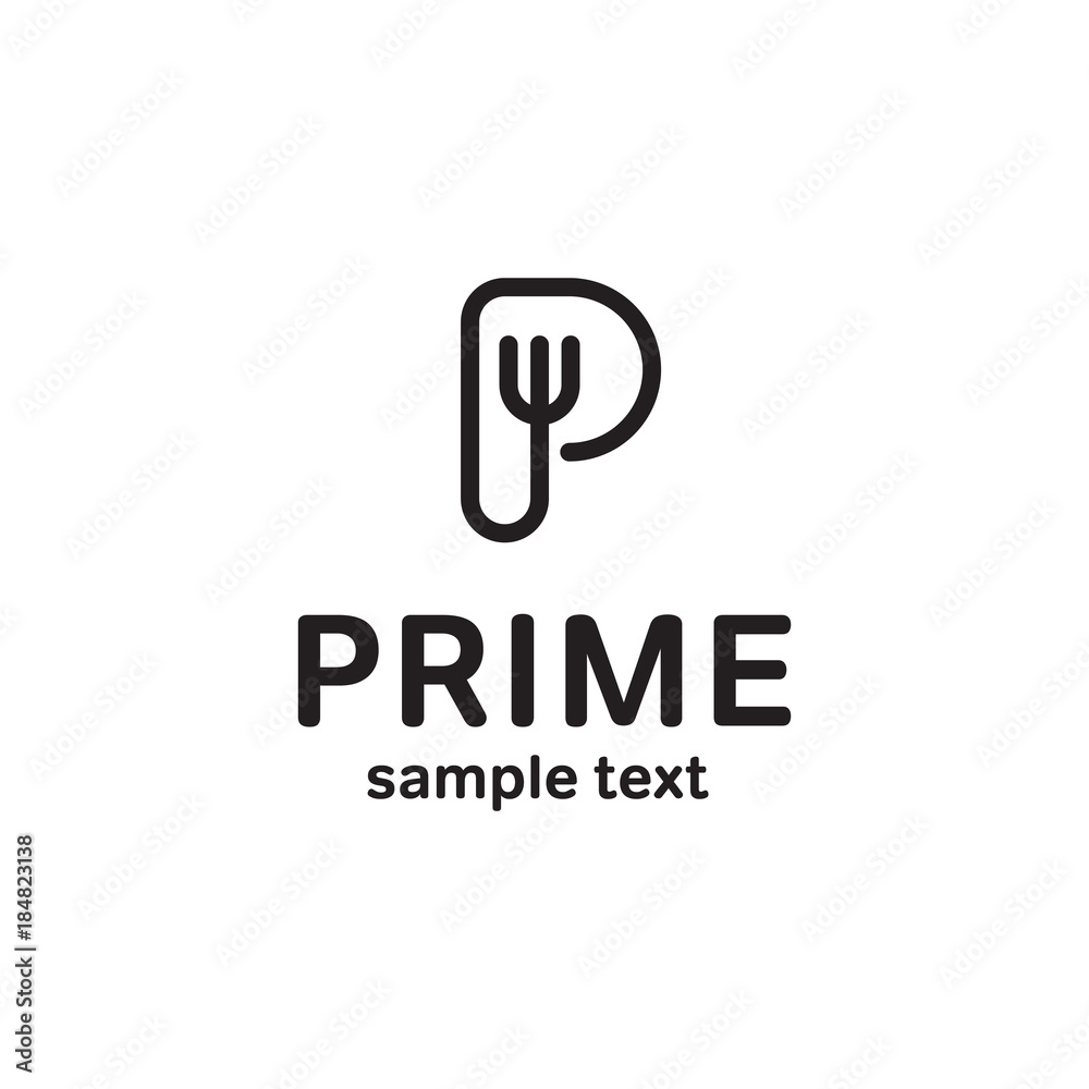 Prime Food Fork Logo Design Stock Vector | Adobe Stock