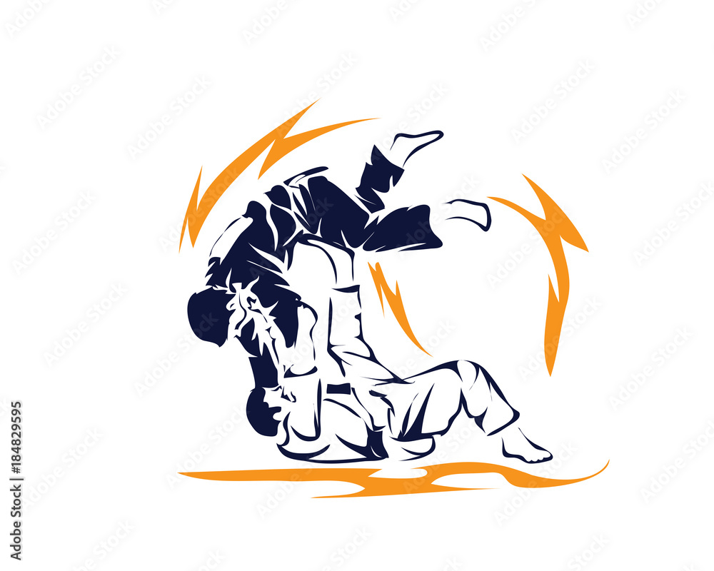 Passionate Judo Athlete In Action Logo Stock Vector | Adobe Stock